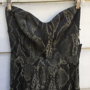 Again | Pants & Jumpsuits | New Again Green Python Print Strapless ...